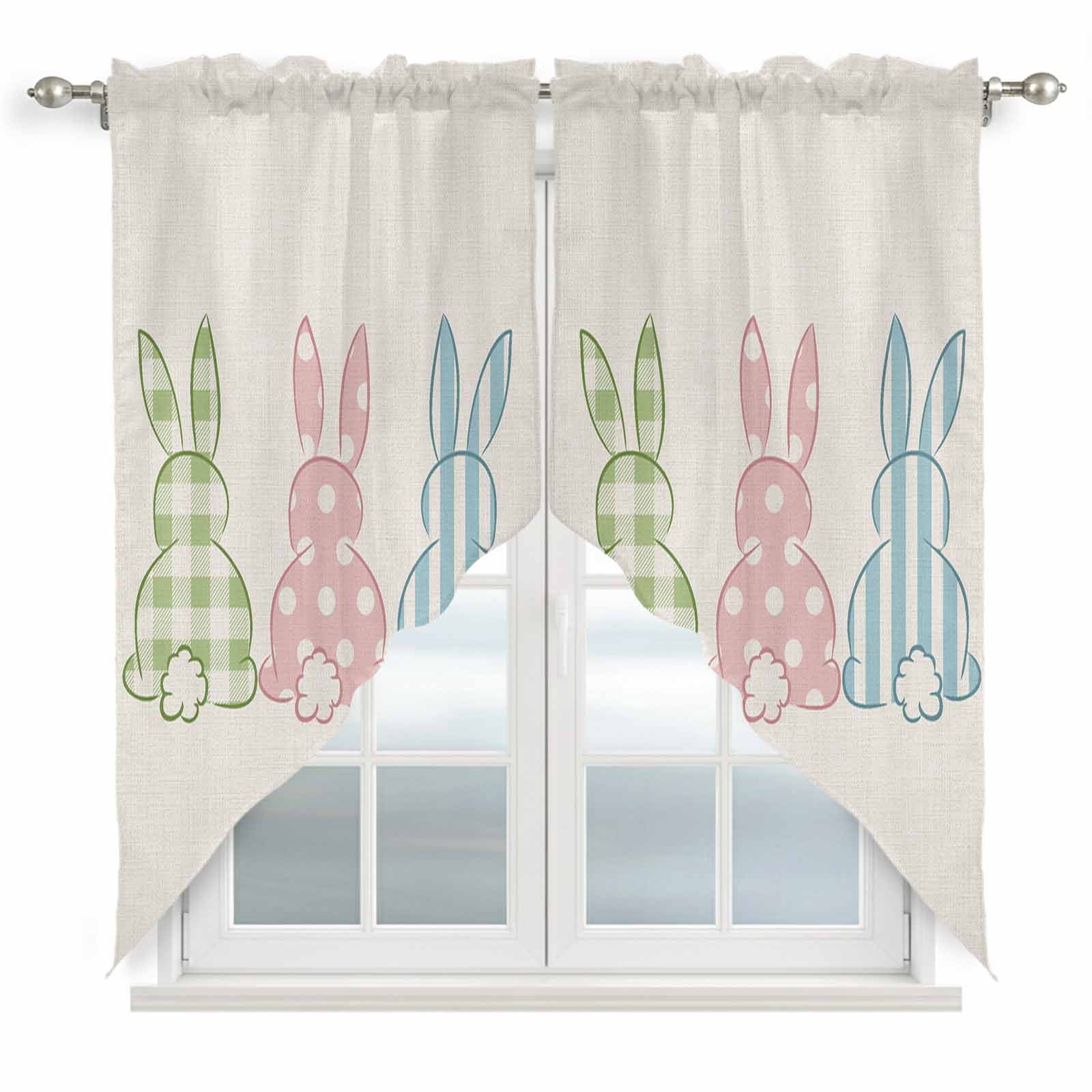 Easter Bunny Kitchen Window Curtains, Swag Curtains Valance for Bedroom ...