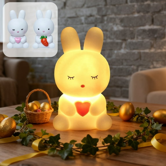 Easter Bunny LED Night Light | White Plastic Portable Decorative Lamp ...