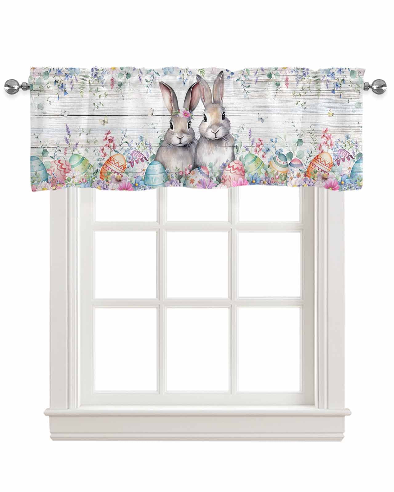 Easter Bunny Linen Curtain Valance for Bedroom/Bathroom/Kitchen/Office ...