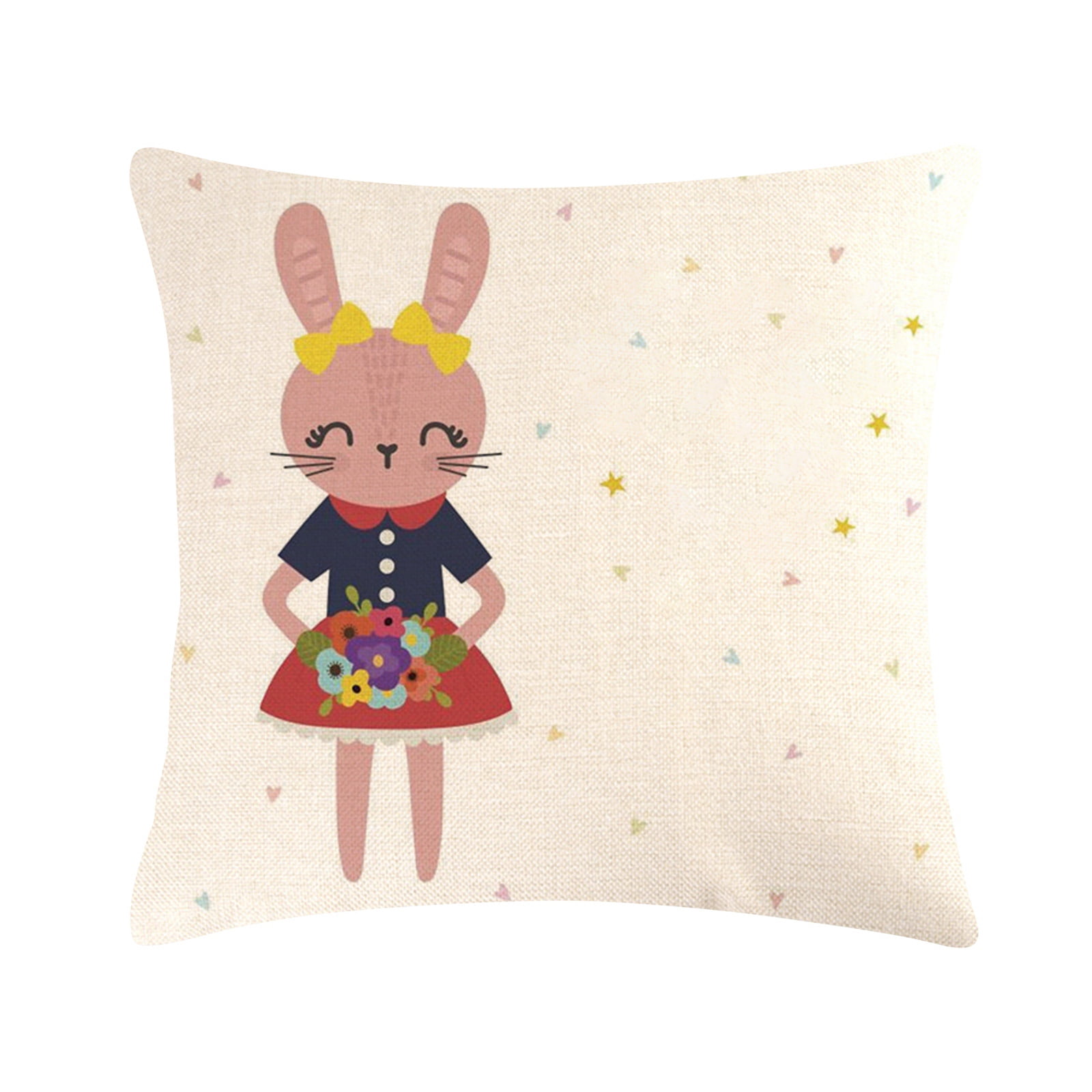 Easter Bunny Linen Pillow Covers - Set of Assorted Designs for Sofa ...