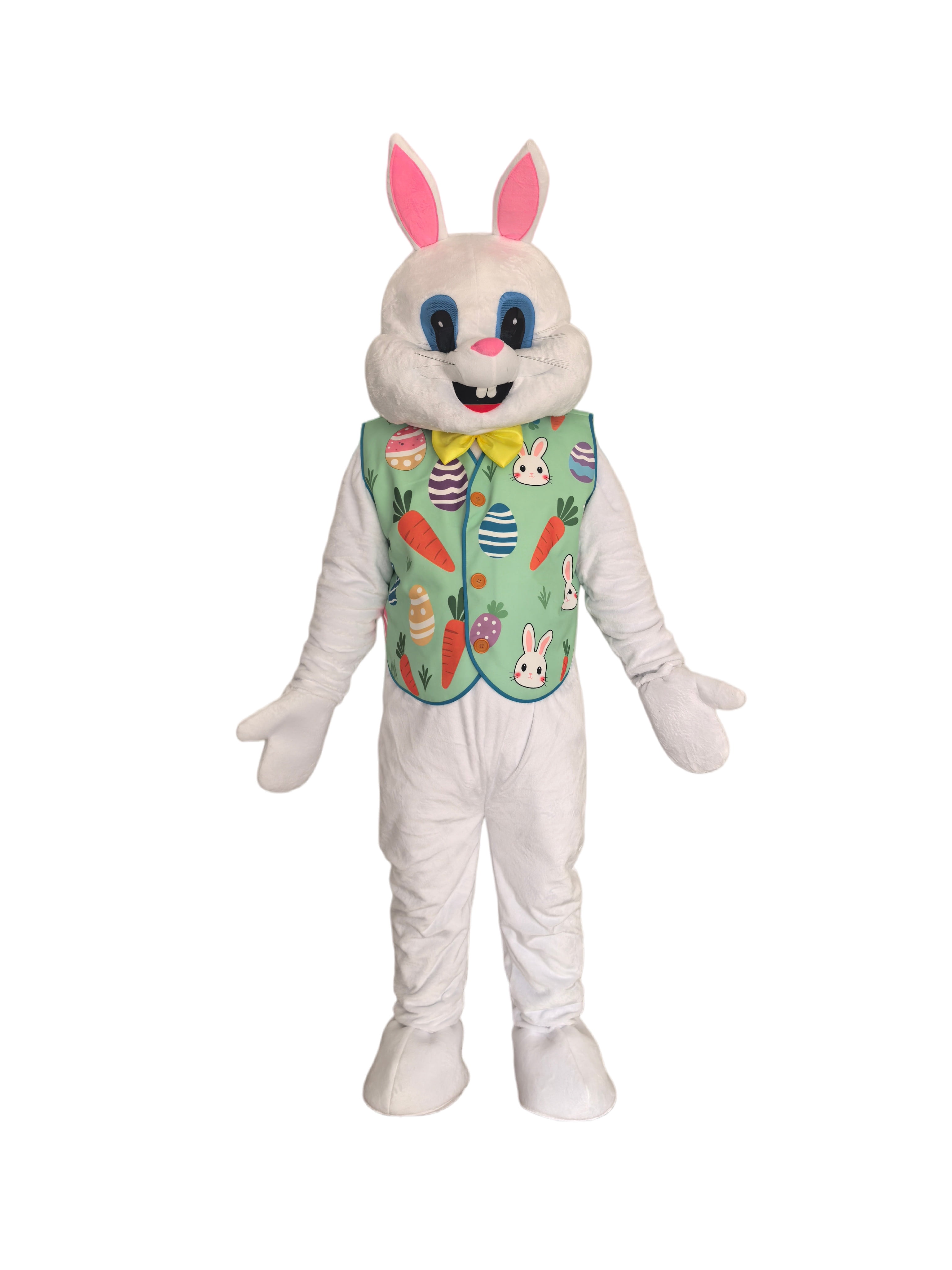Easter Bunny Mascot Costume with Decorative Vest, White Plush Full Body ...