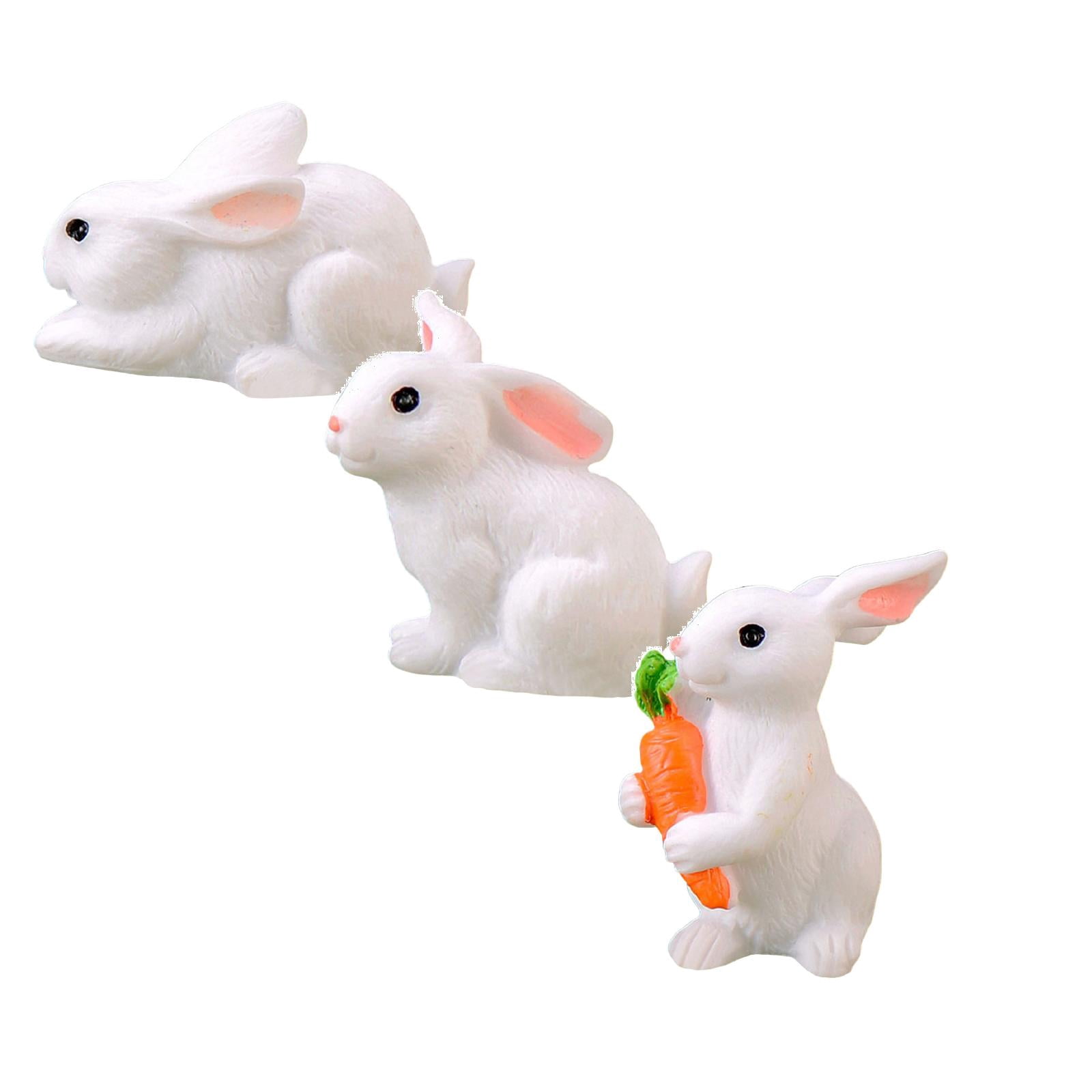 Easter Bunny Mini Rabbit Animal Figures Resin Cute Rabbit Cake Toppers ...