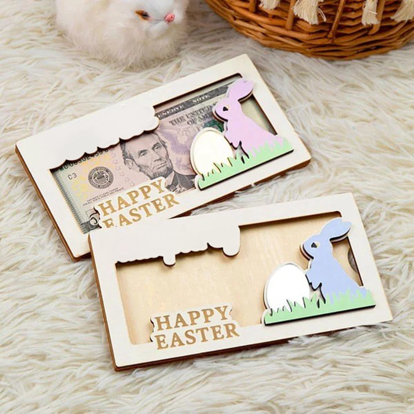 Easter Bunny Money Cash Holder - Custom Engraved Wooden Money Envelope ...