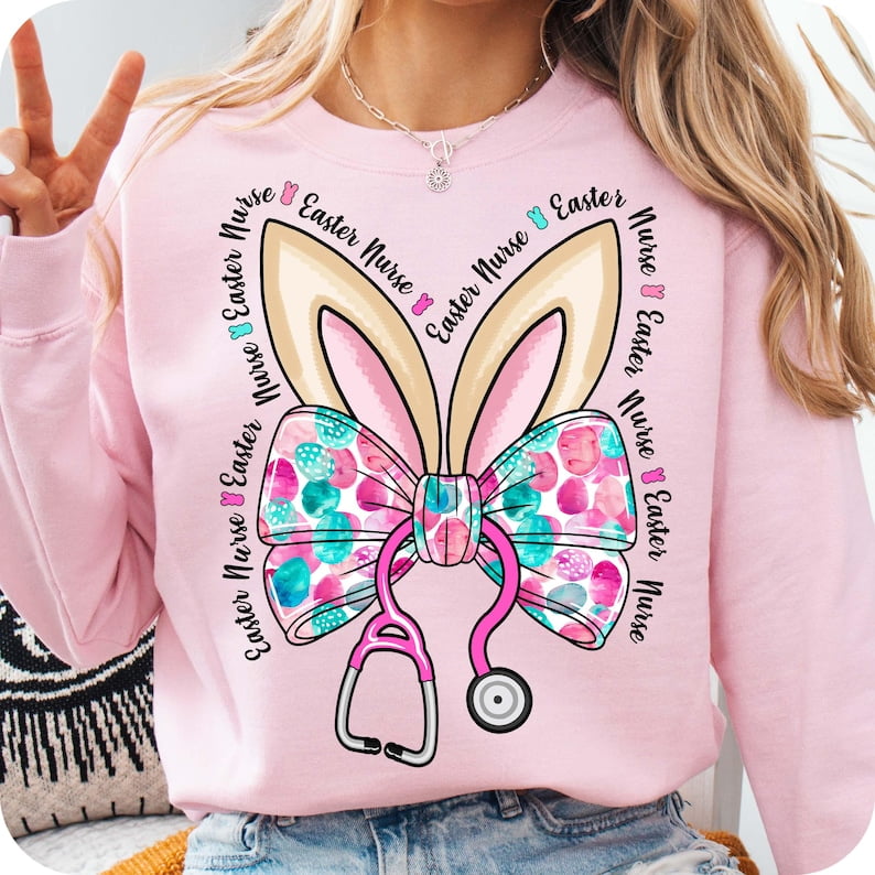 Easter Bunny Nurse Coquette Sweatshirt, Nurse Easter Shirt, Happy ...