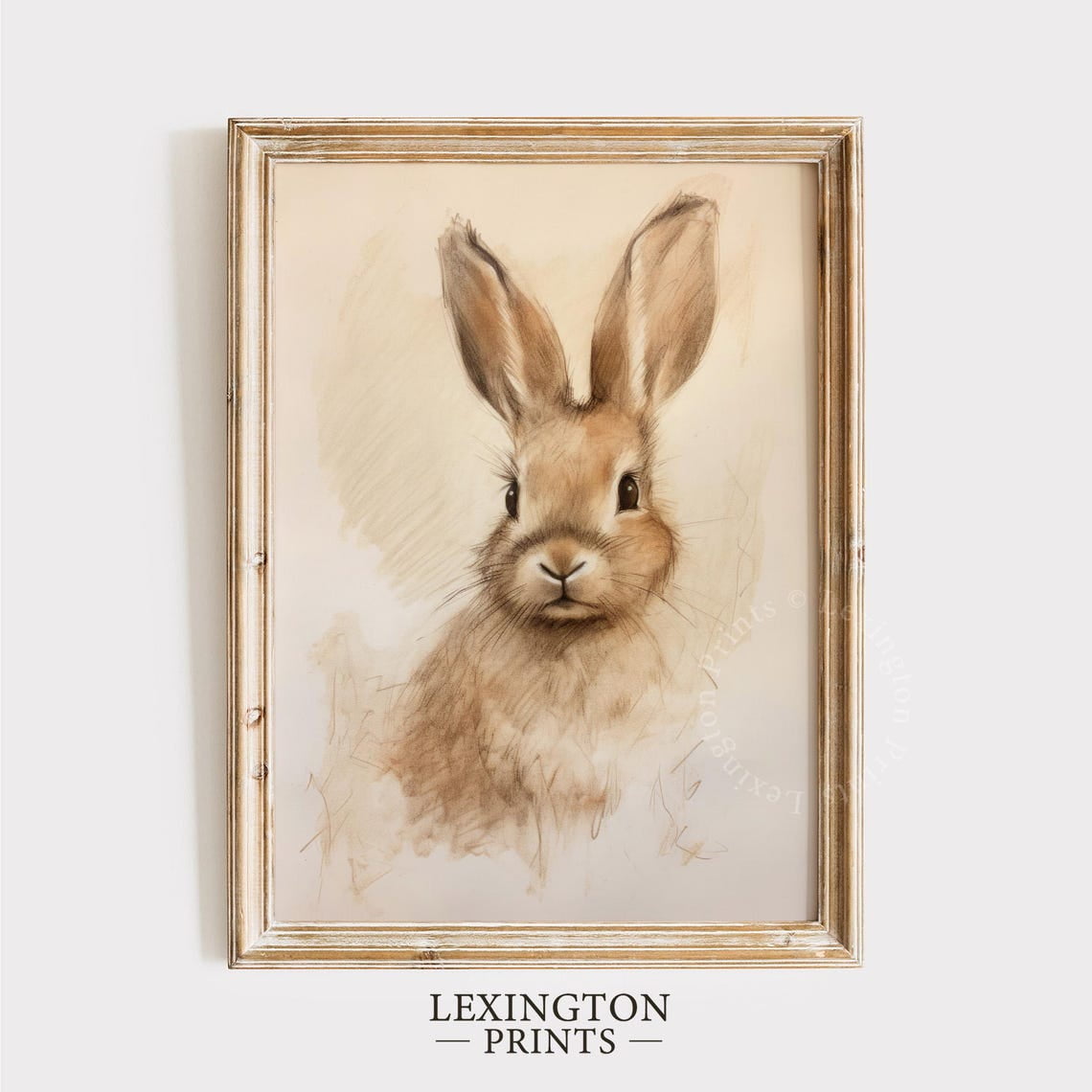Easter Bunny Nursery Decor Rustic Animal Wall Art Bunny Sketch Vintage ...