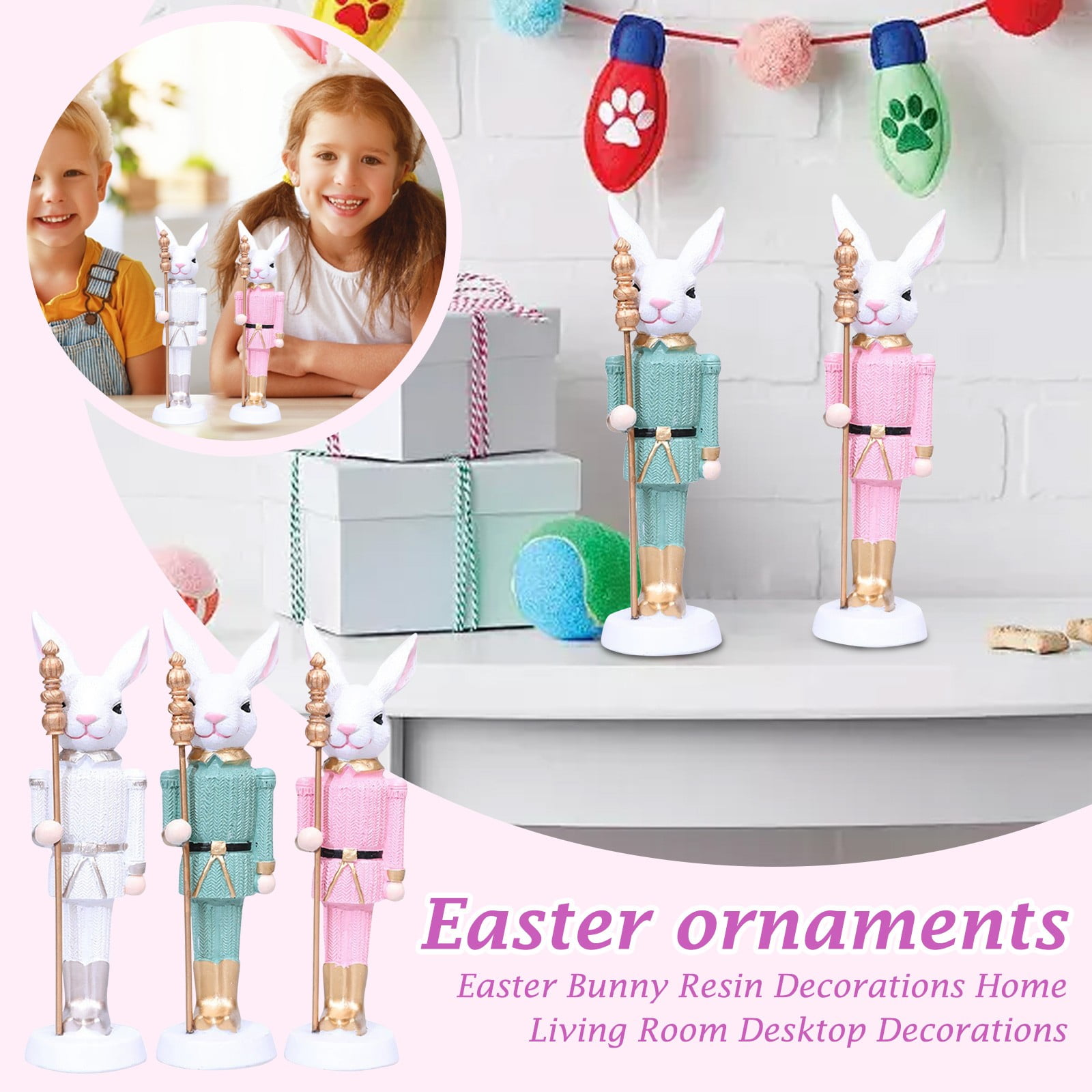 Easter Bunny Nutcracker Figures Spring Party Supplies Holiday Home ...