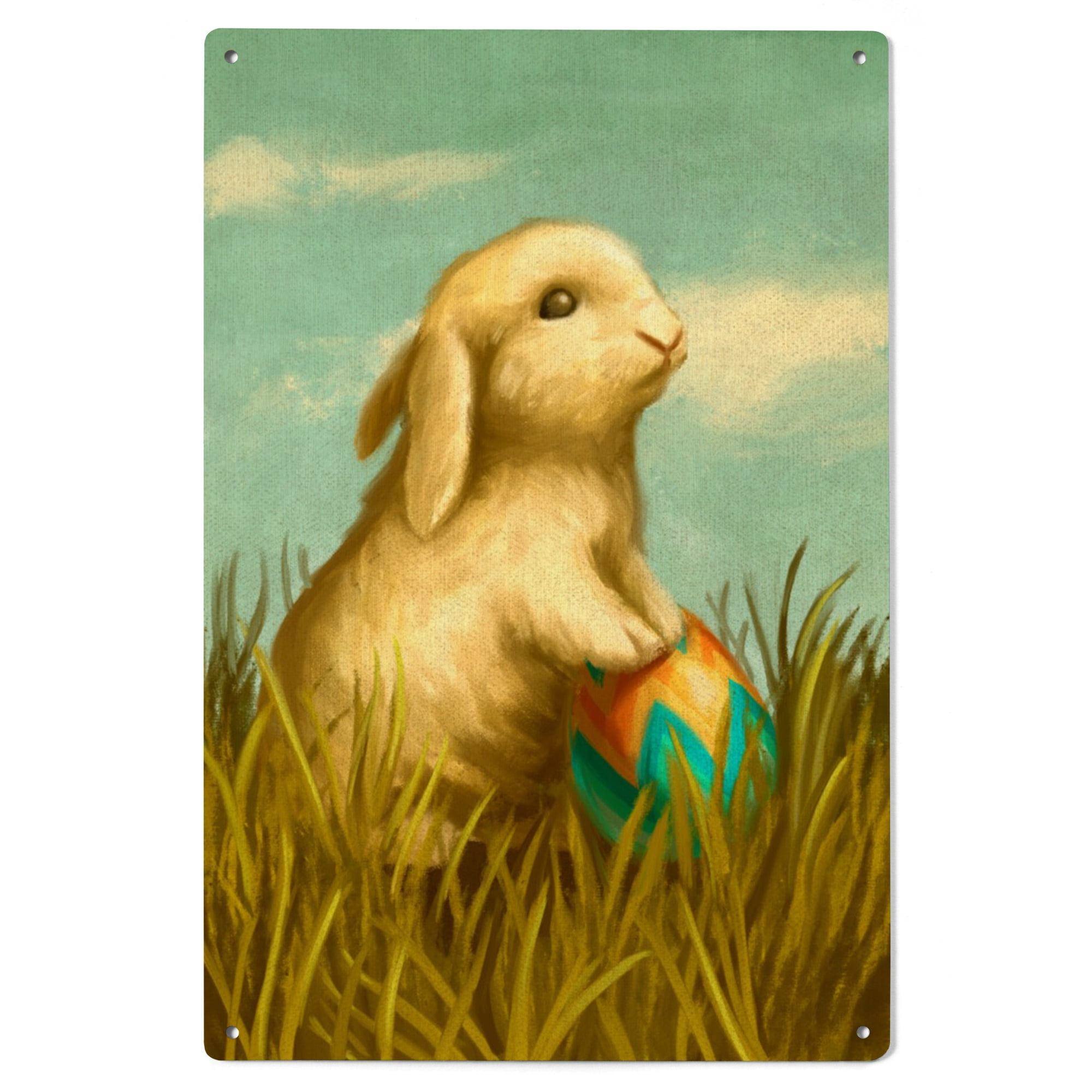 Easter Bunny, Oil Painting Birch Wood Wall Sign (6x9 Rustic Home Decor ...