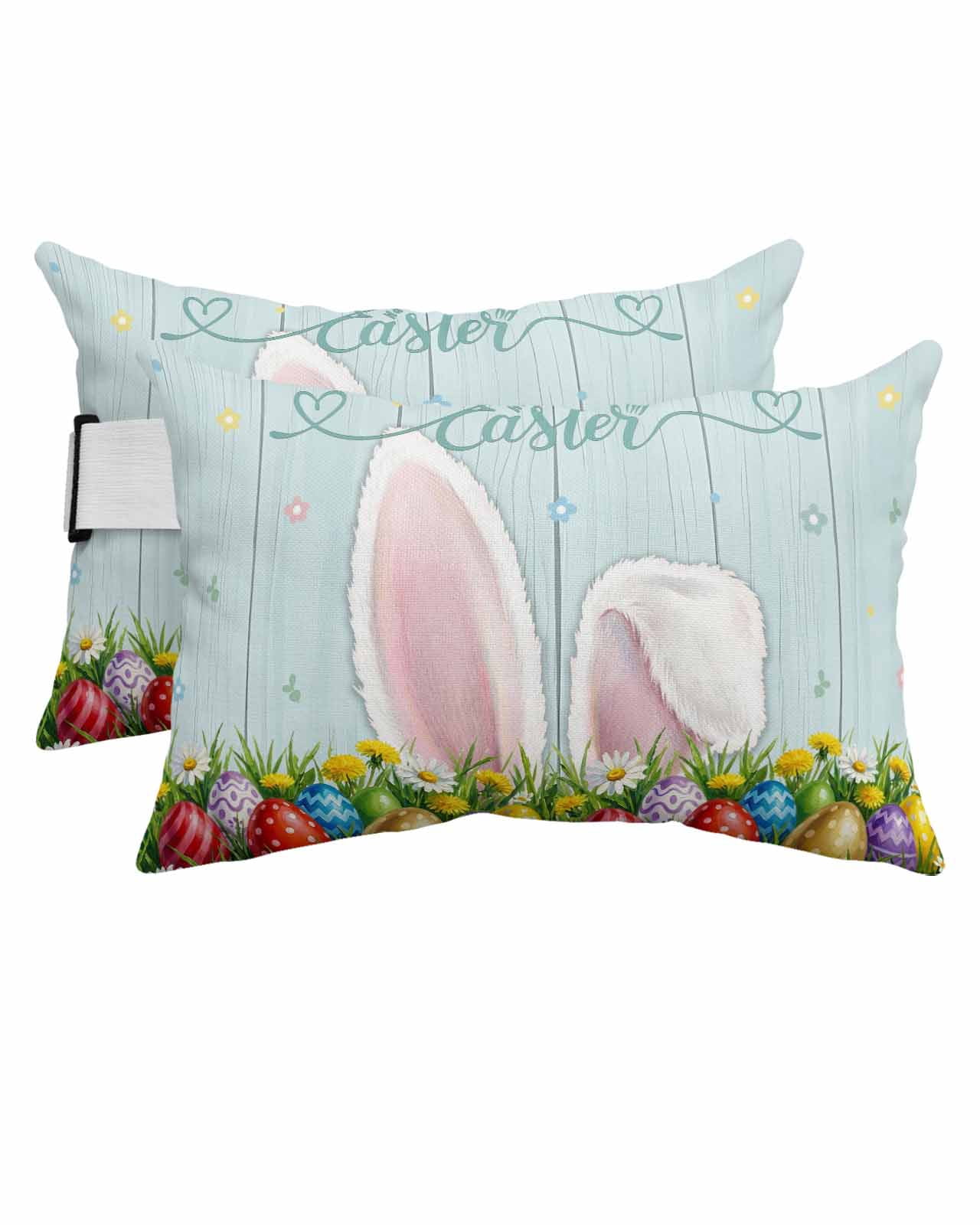 Easter Bunny Outdoor Head Resting Pillows with Insert Rabbit Colored ...