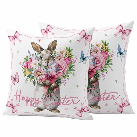 Easter Bunny Outdoor Waterproof Pillow Covers, Cute Rabbits Spring ...