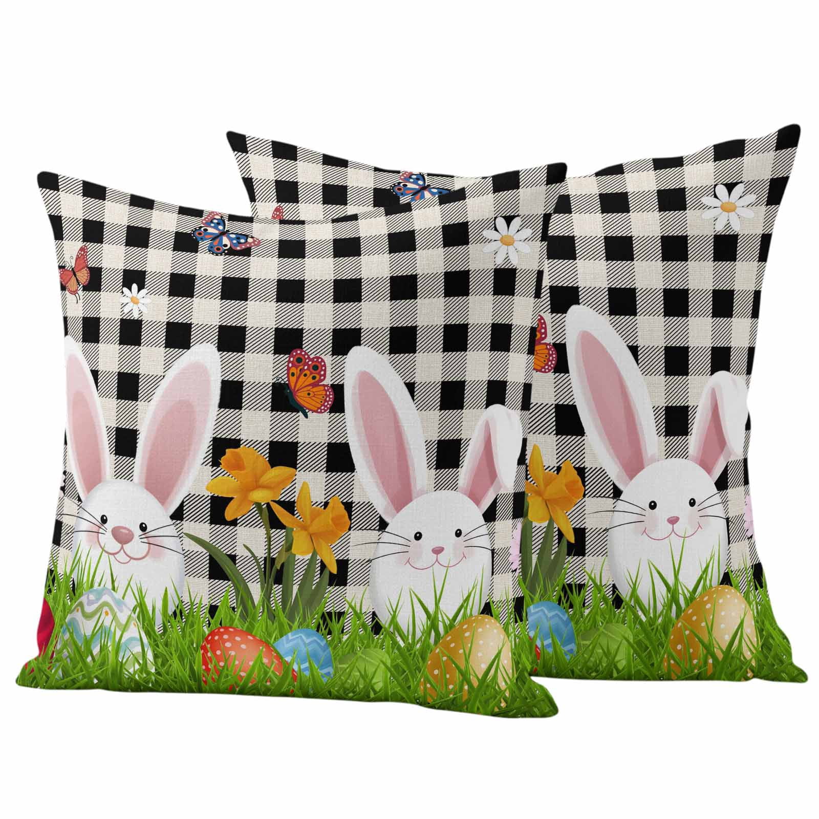 Easter Bunny Outdoor Waterproof Pillow Covers, Spring Easter Eggs ...