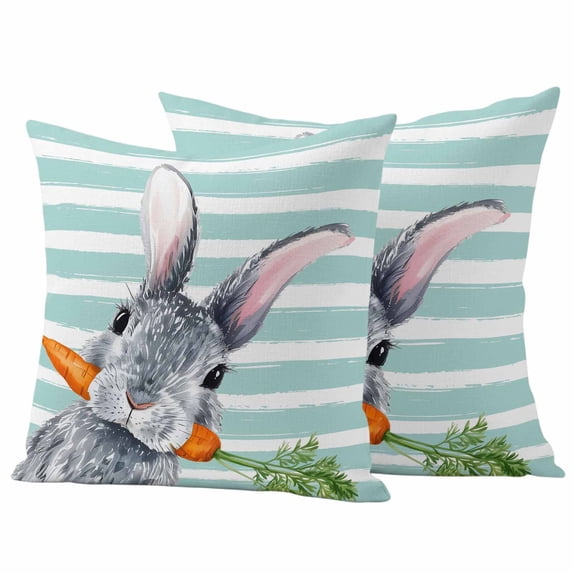 Easter Bunny Outdoor Waterproof Pillow Covers, Spring Rabbit Carrot ...