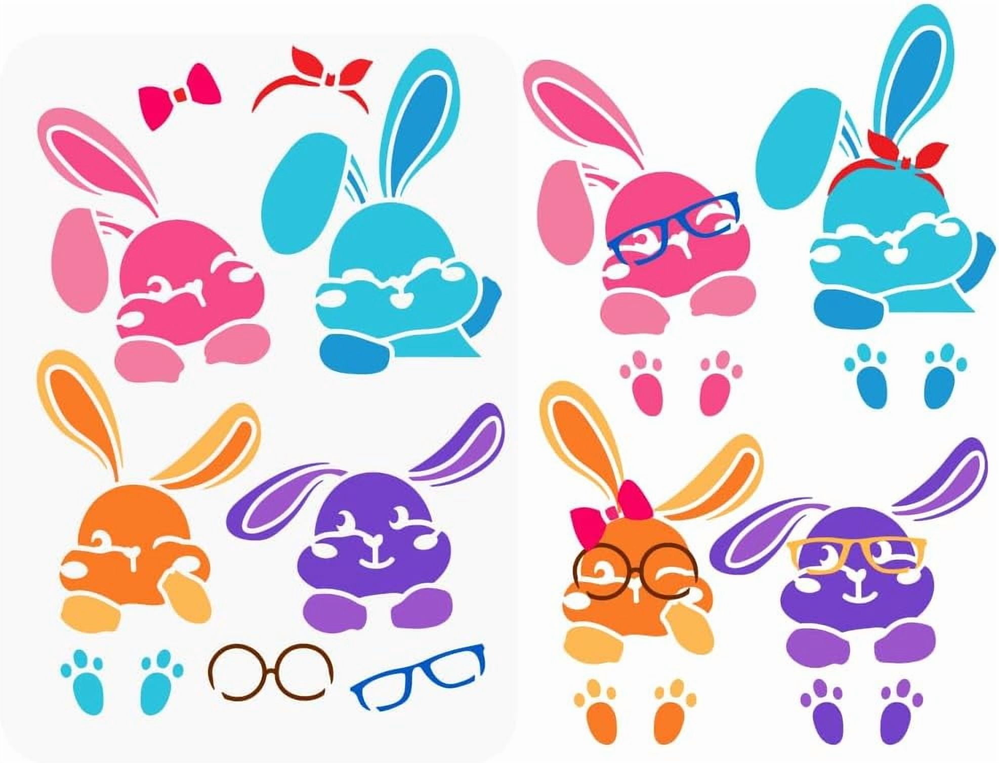 Easter Bunny Painting Stencil 8.3x11.7inch Reusable Cute Peeping Rabbit ...