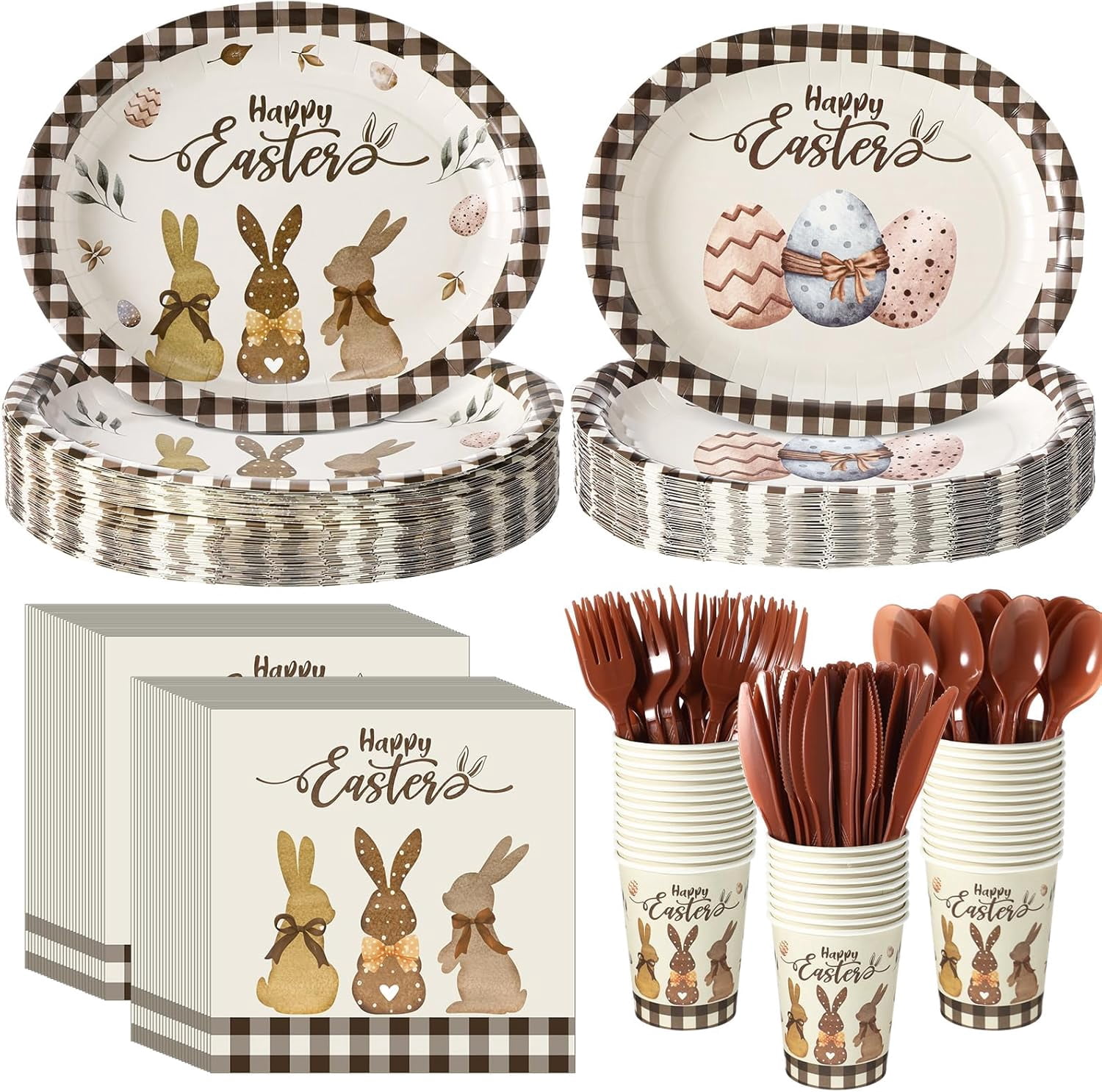 Easter Bunny Party Supplies Disposable Tableware Set Rustic Buffalo ...