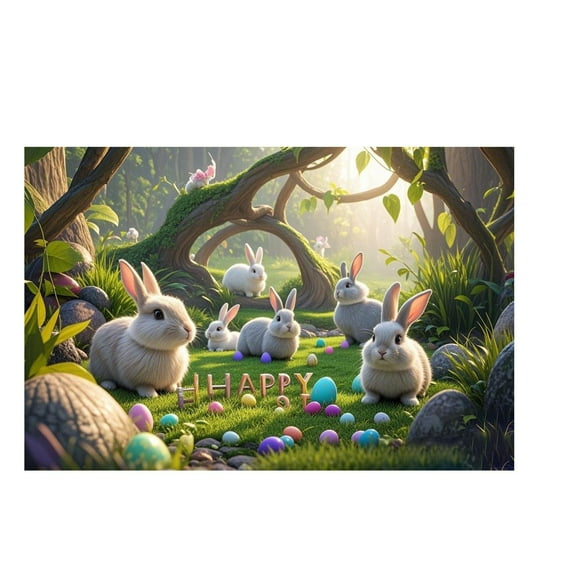 Easter Bunny Pattern Soft Velvet Carpet for Festive Home and Warm Cute ...