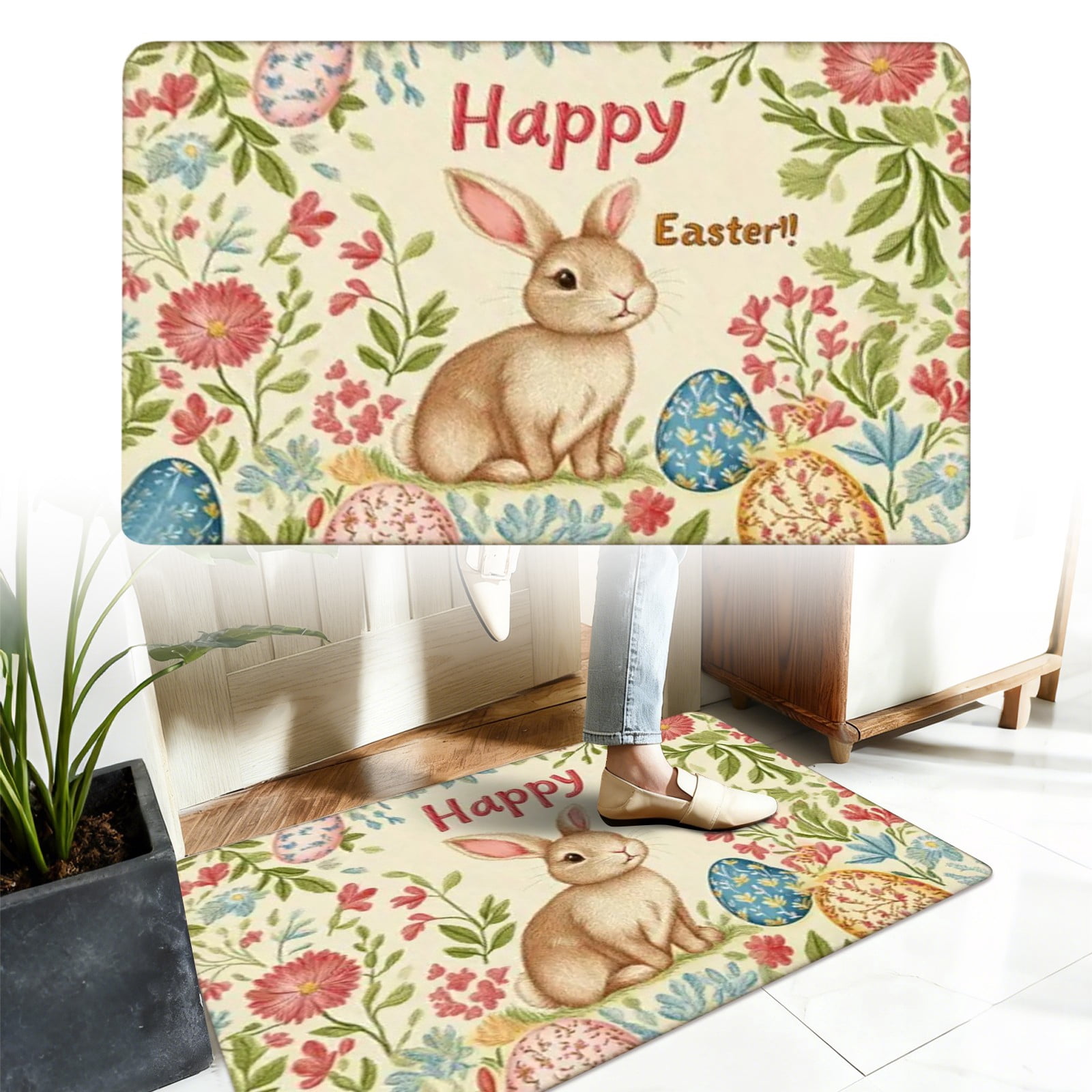 Easter Bunny Patterned Floor Mat Easter Bathroom Rugs Home Decor Rugs ...
