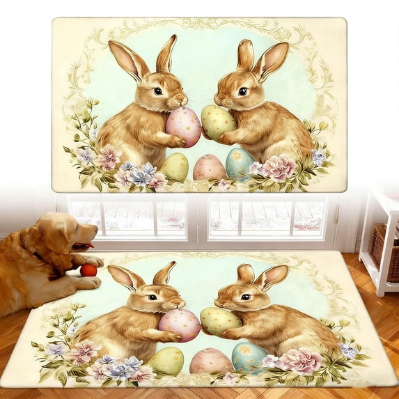 Easter Bunny Patterned Floor Mat Non Slip Washable Rugs Farmhouse Decor ...