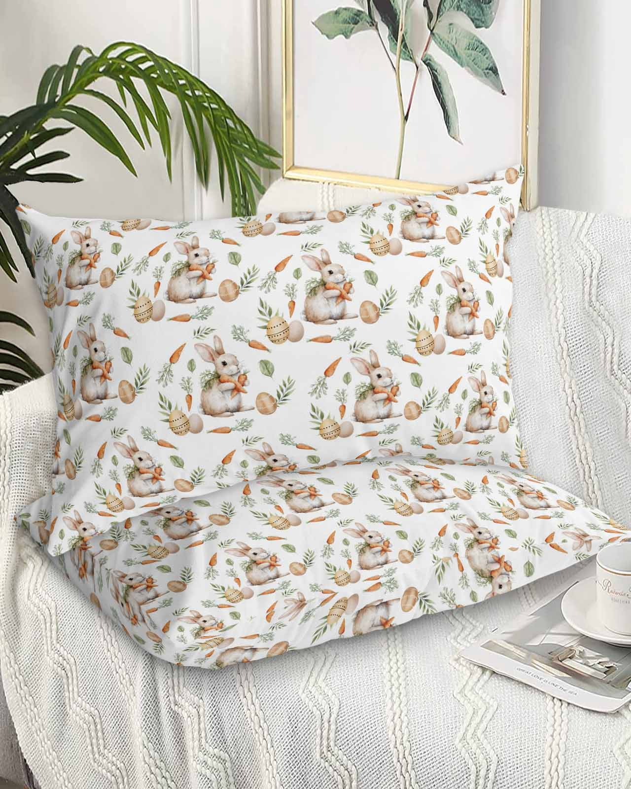 Easter Bunny Pillow Cases Standard Size Set of 2 - Microfiber Bed Throw ...