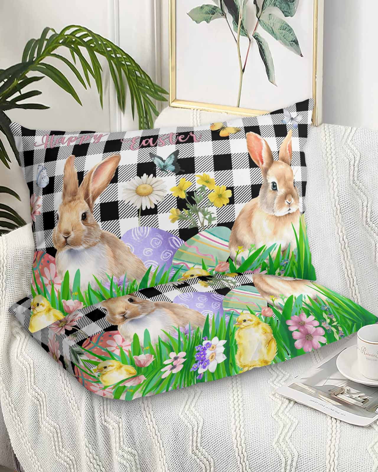 Easter Bunny Pillow Cases Standard Size Set of 2 - Microfiber Bed Throw ...