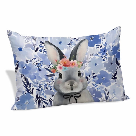 Easter Bunny Pillow Covers, Linen Long Throw Pillow Case, Spring Purple ...