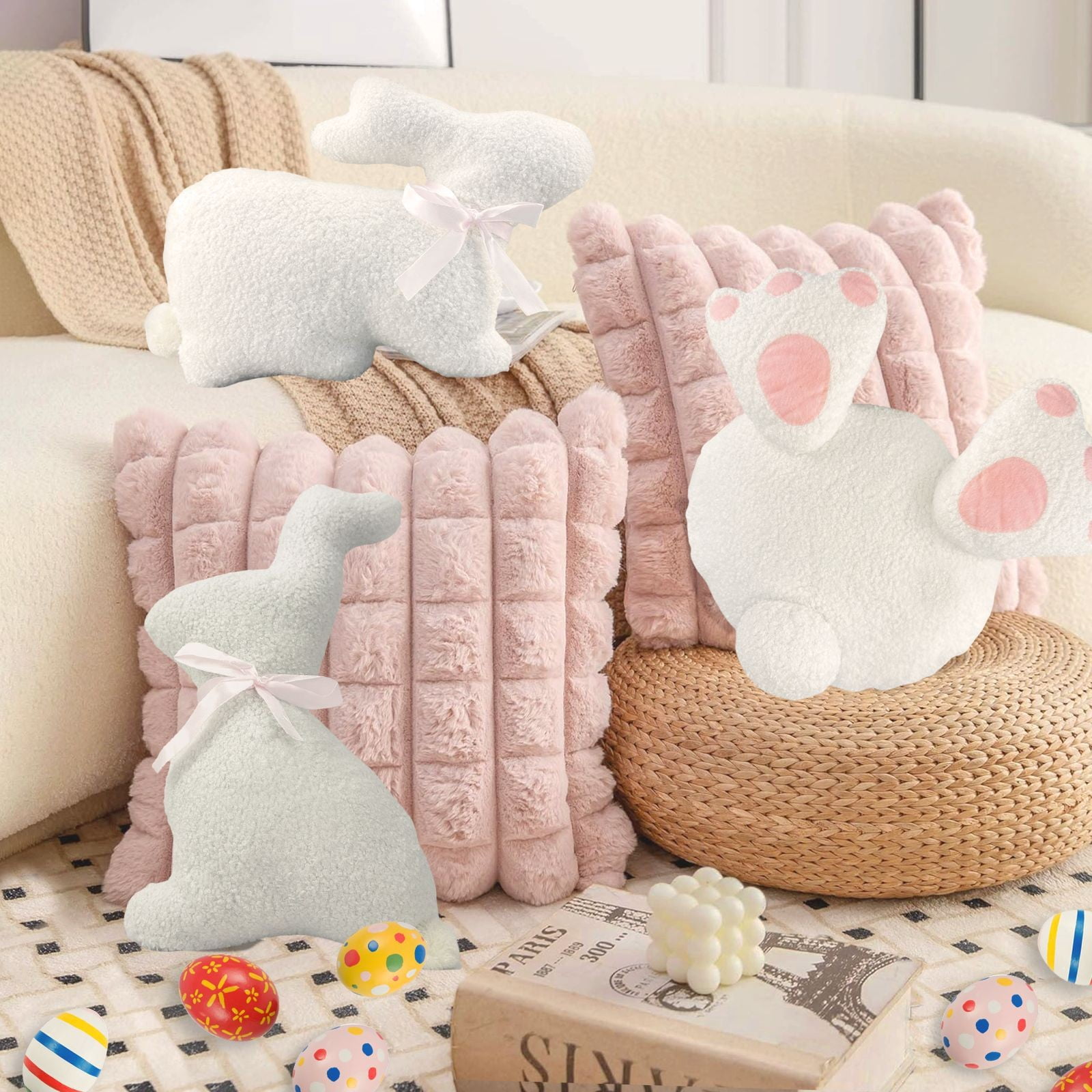 Easter Bunny Pillow Decorations, 3 Unique Styles (Standing Bunny, Bunny ...