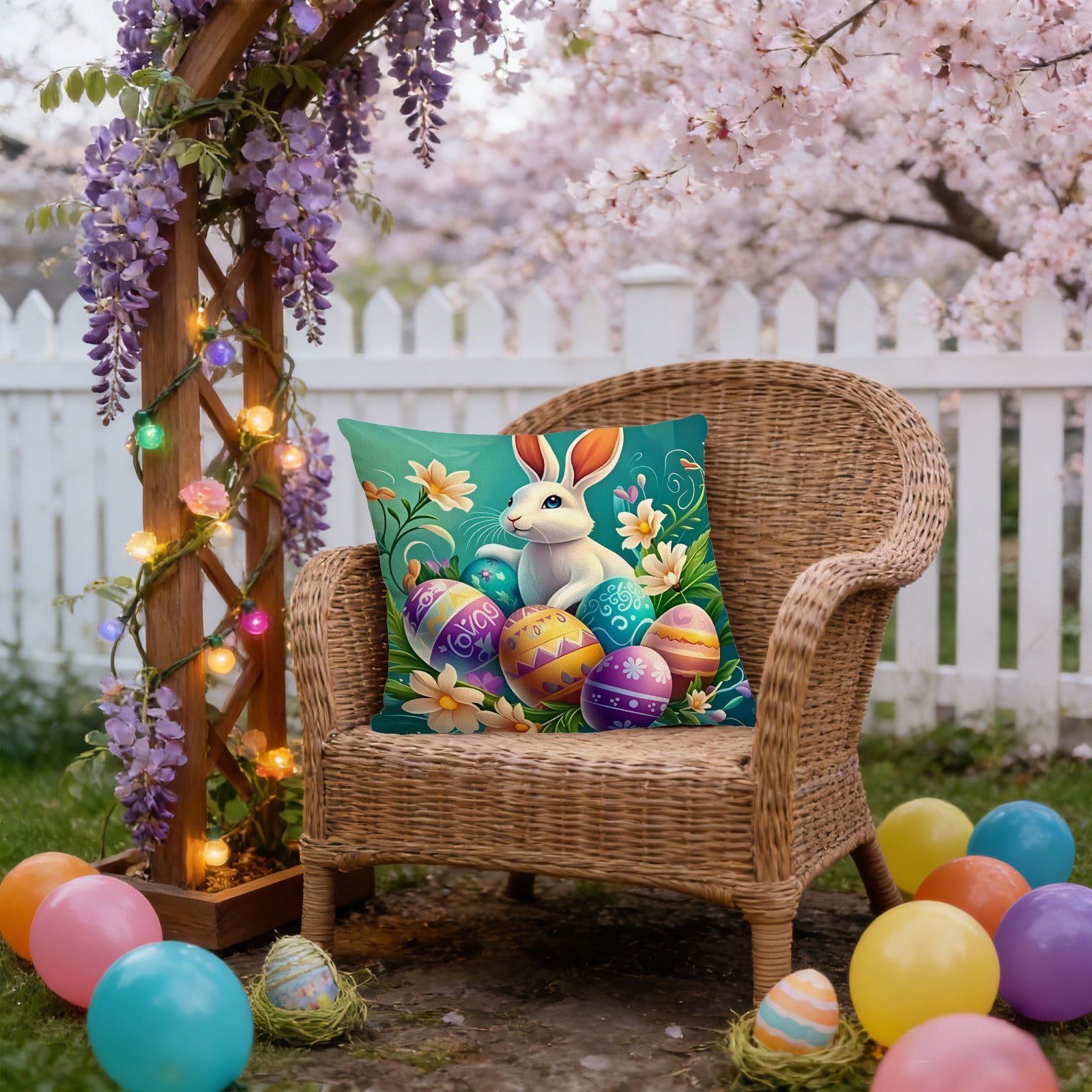 Easter Bunny Pillowcase Decorative Throw Pillow Cover for Couch Sofa ...