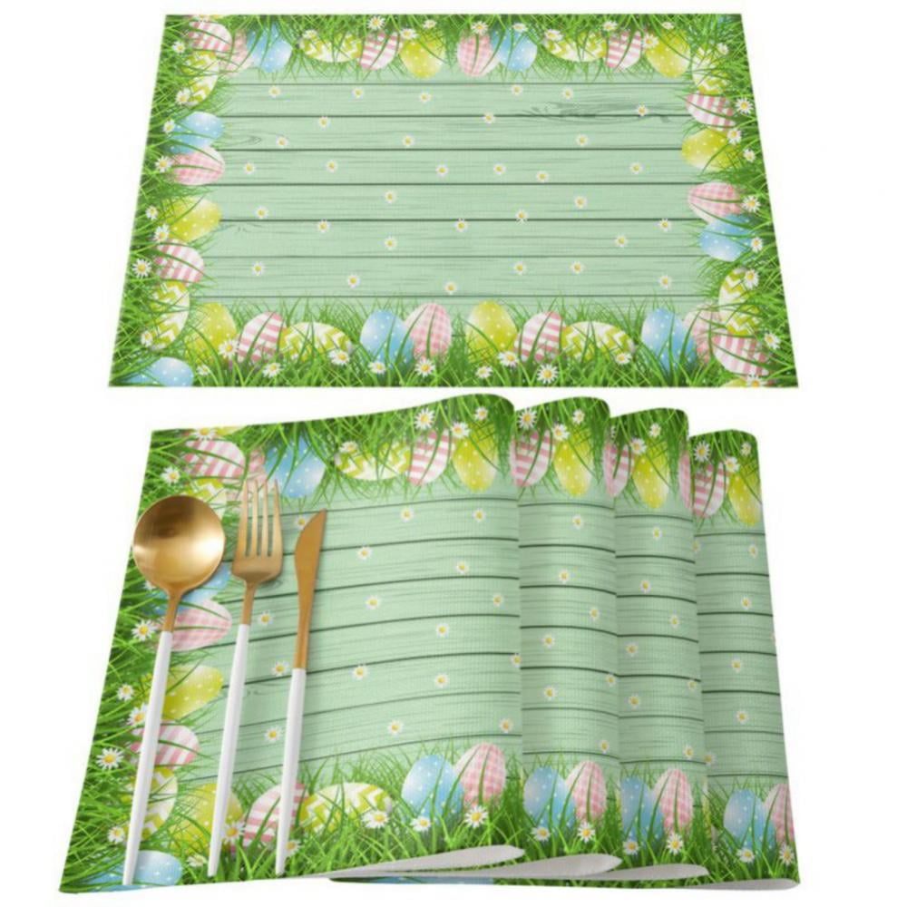 Easter Bunny Placemats Set of 4, Washable Non-Slip Heat Resistant ...