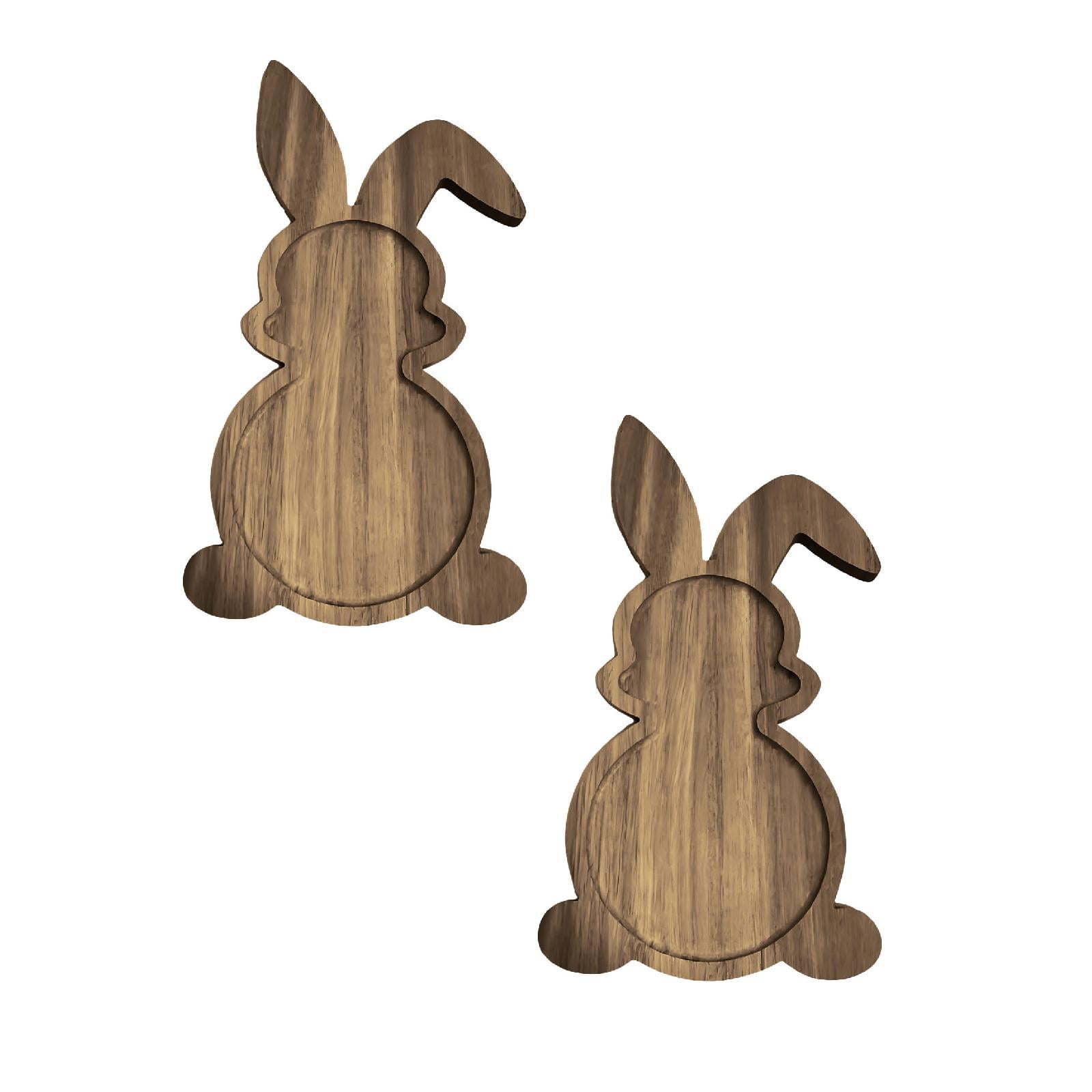 Easter Bunny Plate Decor,Funny Rabbit Shaped Wooden Platter Reusable ...