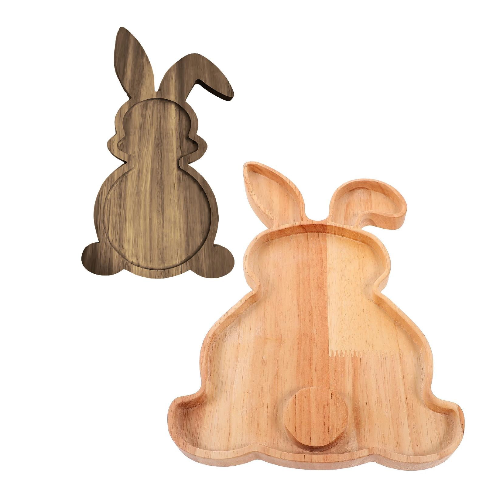 Easter Bunny Plate Decor,Funny Rabbit Shaped Wooden Platter Reusable ...