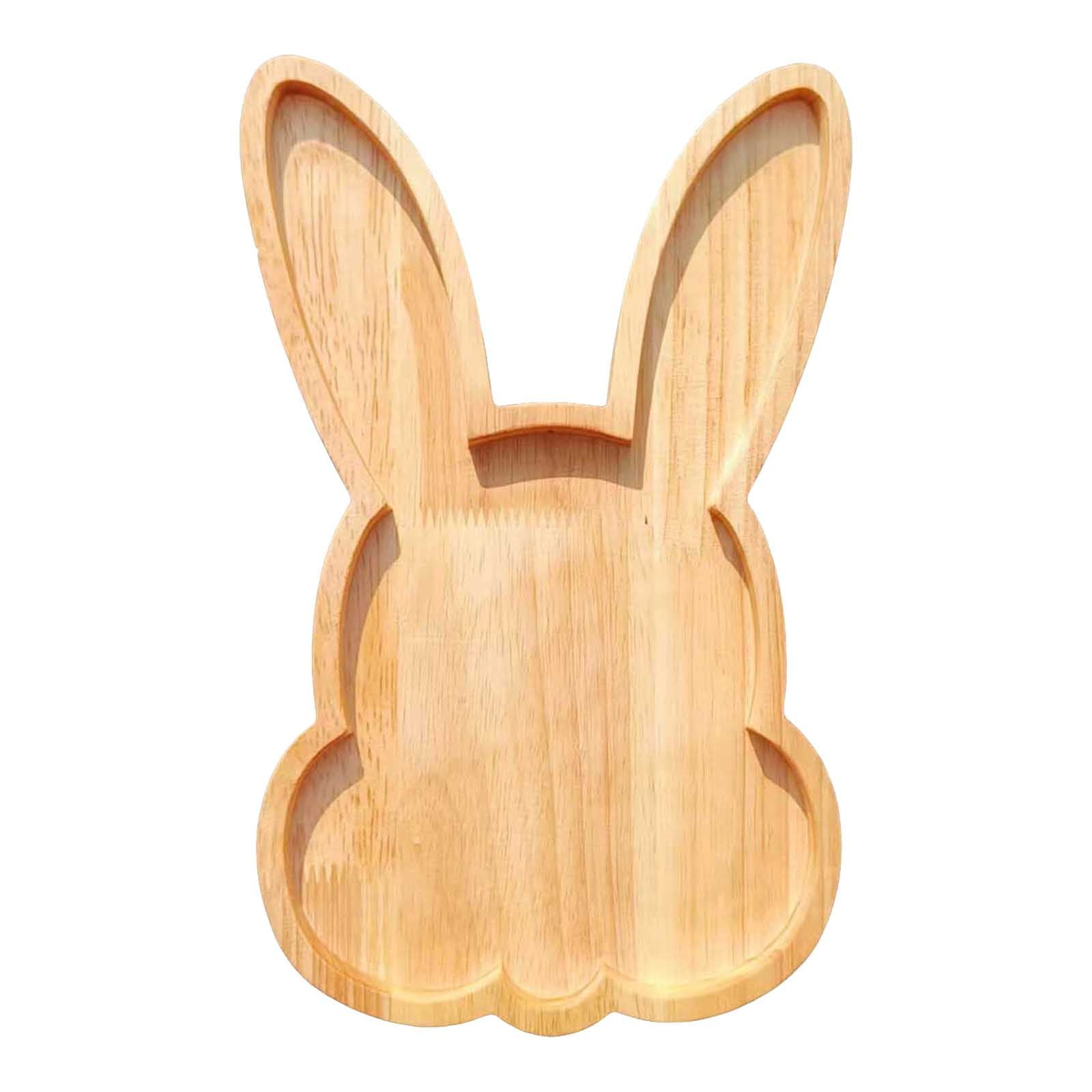 Easter Bunny Plate Rabbit Shaped Wooden Platter Easter Reusable Bunny ...