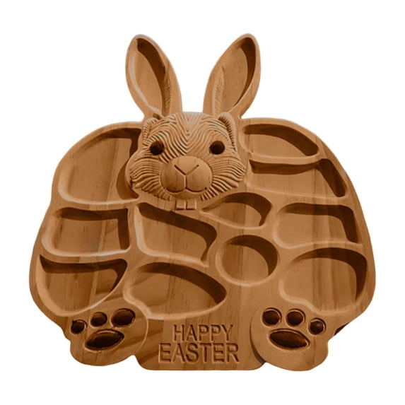 Easter Bunny Plate, Reusable Rabbit Shaped Wooden Serving Tray ...