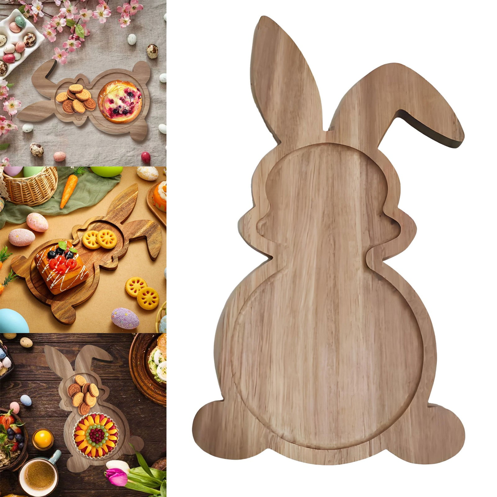 Easter Bunny Plates Rabbit Wooden Serving Platter Rustic Decorative ...