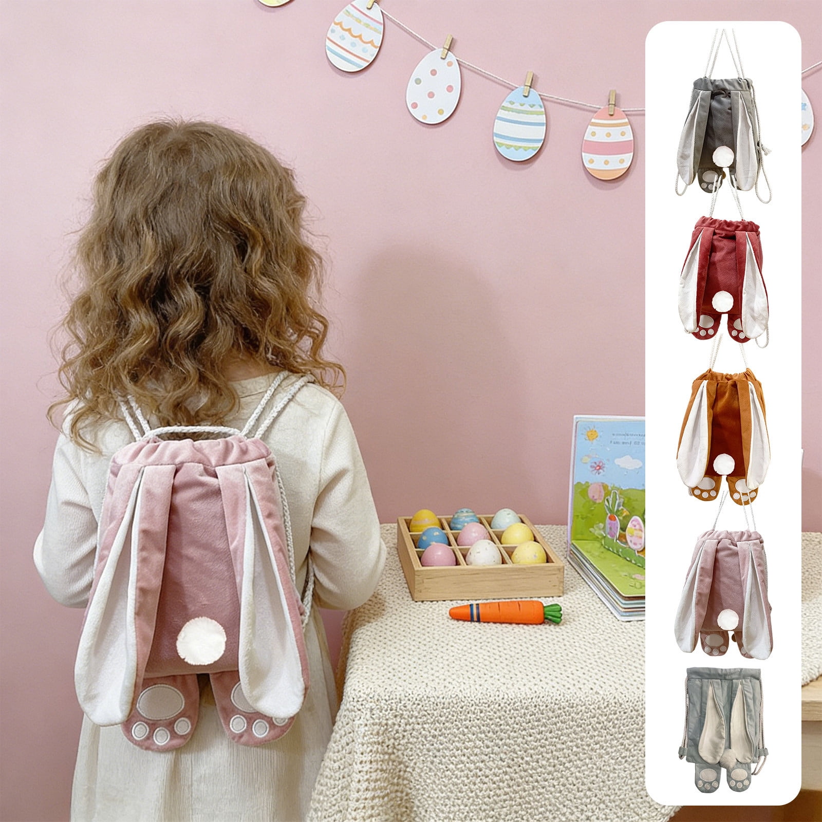 Easter Bunny Plush Backpack - Cute Stuffed Bunny Tail Bag with ...