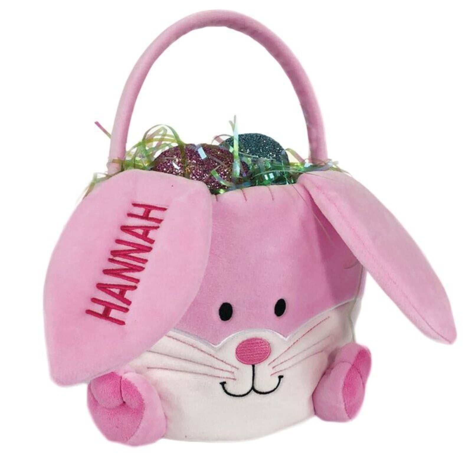 Easter Bunny Plush Basket - Personalized Name Stuffed Egg Storage ...