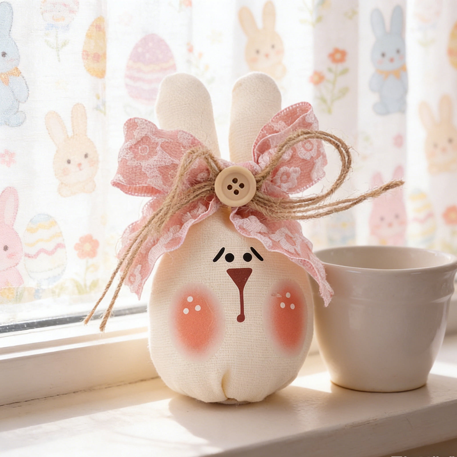 Easter Bunny Plush Decoration Stuffed Cotton Fabric Ornament Spring ...