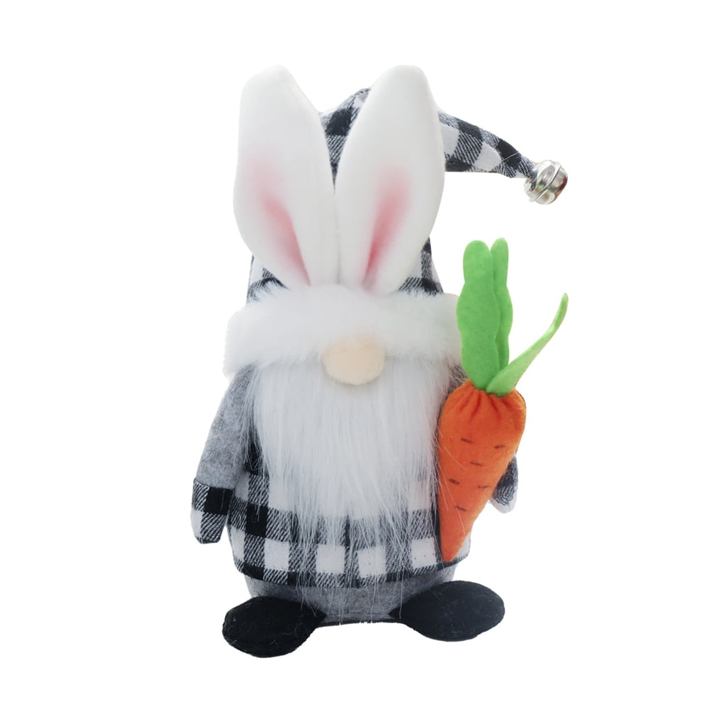 Easter Bunny Plush Decorations, 1PC Black & White Buffalo Plaid Easter ...