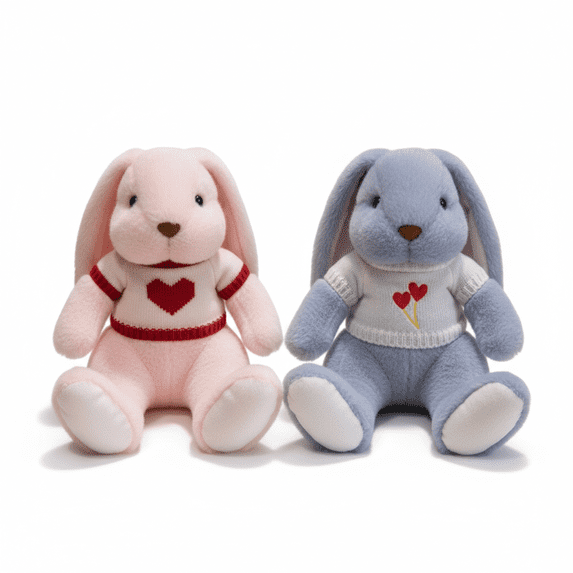 Easter Bunny Plush Doll - Blue Rabbit with Red Heart Sweater,Cuddly ...