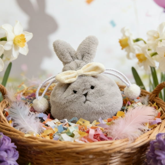 Easter Bunny Plush Drawstring Storage Pouch Bag for Easter Decorations ...