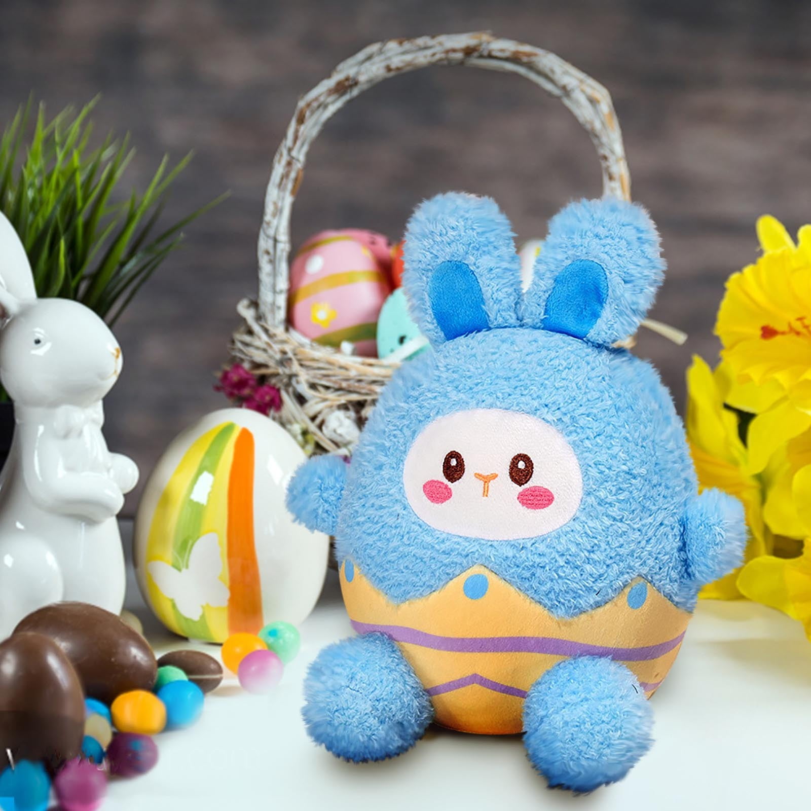 Easter Bunny Plush Pillow Doll 25cm Soft Short Fabric Easter Decoration ...