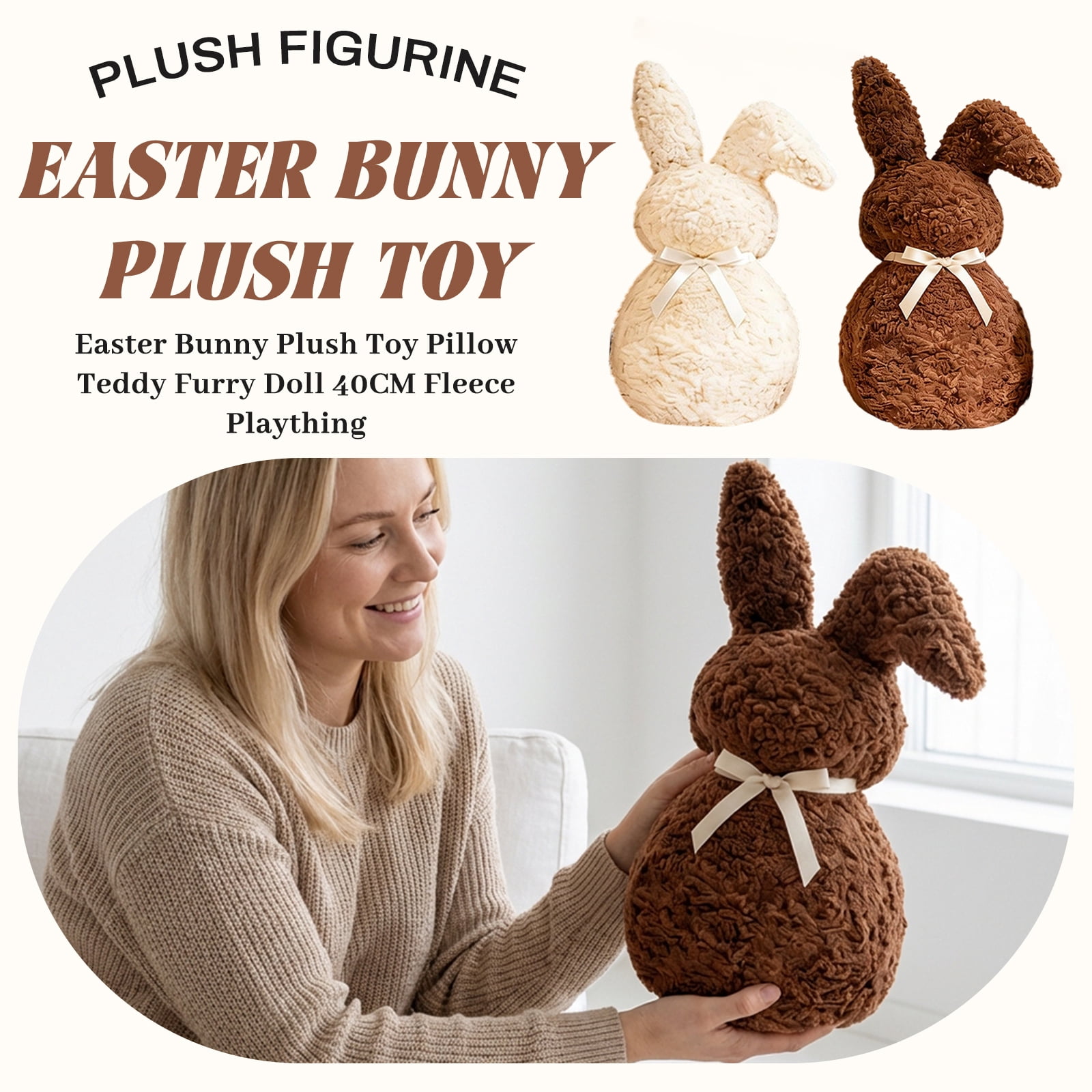 Easter Bunny Plush Toy Pillow - Teddy Furry Doll With 40Cm Fleece ...