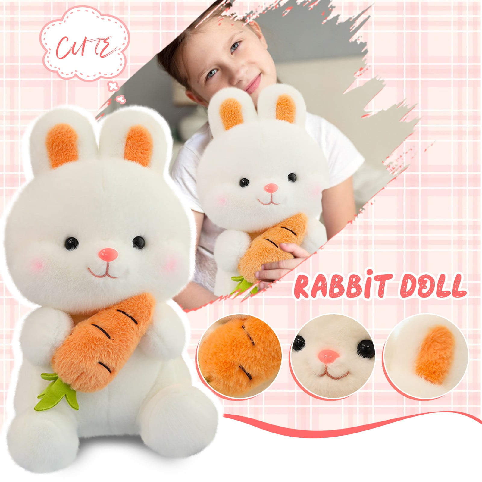 Easter Bunny Plush Toy Stuffed Rabbit Toy Sitting Short Ear Rabbit ...