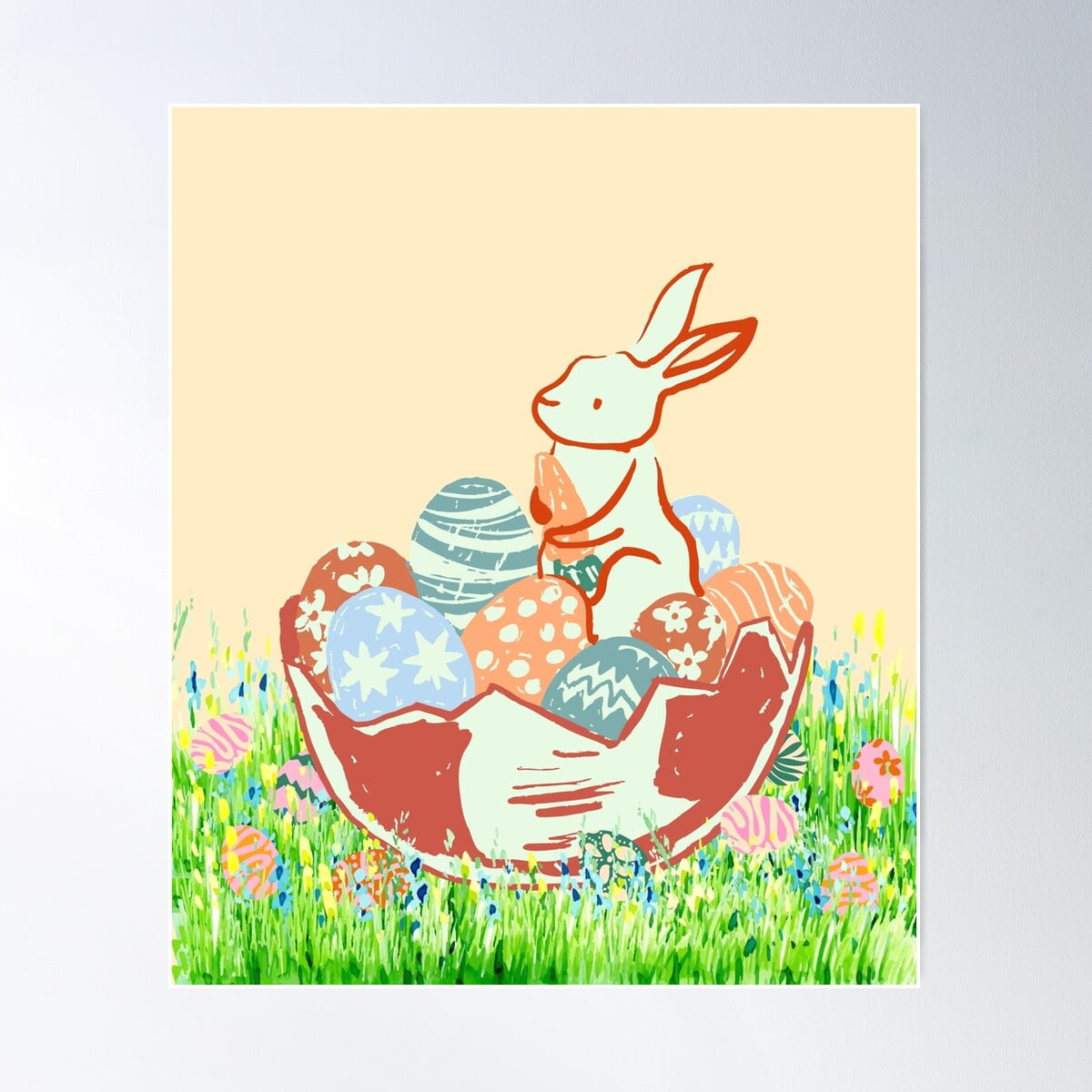 Easter Bunny Poster Wall Art, Modern Wall Decor For Living Room Bedroom ...