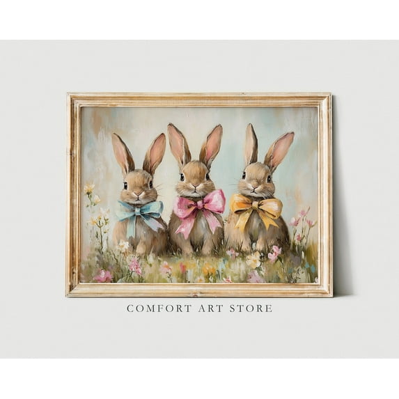 Easter Bunny Print Cute Easter Rabbit Neutral Spring Decor Easter ...