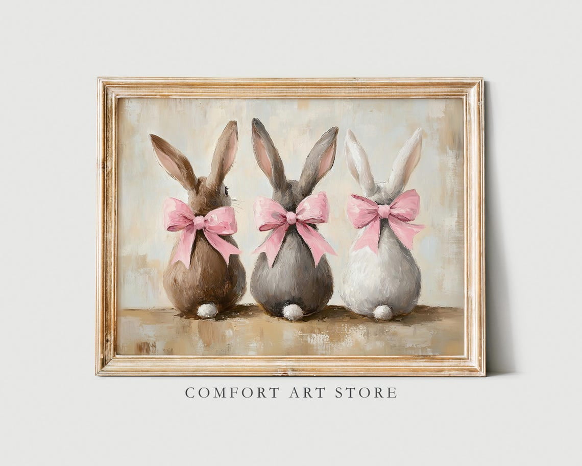 Easter Bunny Print Cute Easter Rabbit Neutral Spring Decor Easter ...