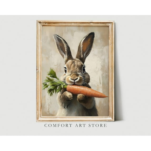 Easter Bunny Print Cute Easter Rabbit Neutral Spring Flower Easter ...