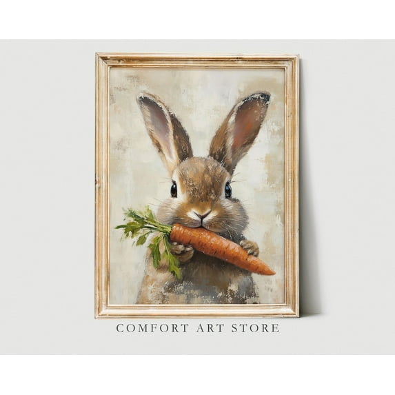 Easter Bunny Print Cute Easter Rabbit Neutral Spring Flower Easter ...