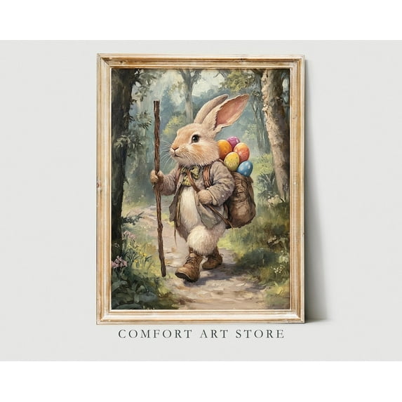 Easter Bunny Print Easter Traveler Rabbit Neutral Spring Easter Eggs ...