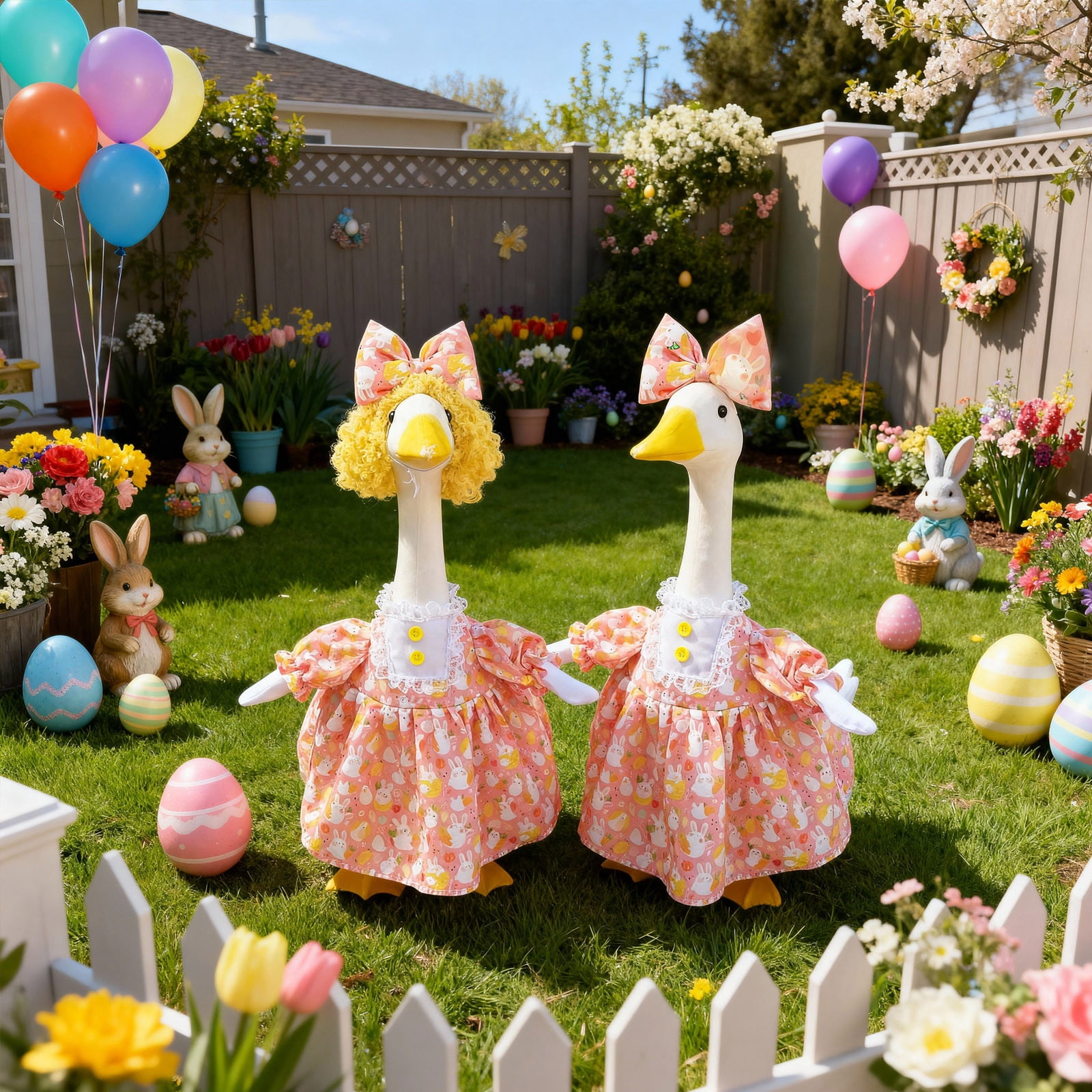 Easter Bunny Print Patio Goose Outfit & Hat Set - Adjustable Straps ...