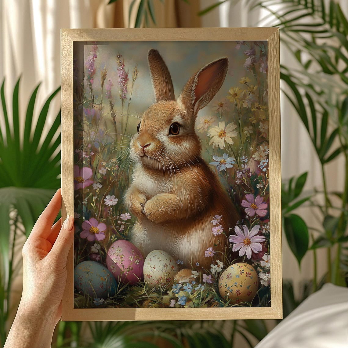 Easter Bunny Print Vintage Easter Wall Decor For Pink Bedroom Easter ...