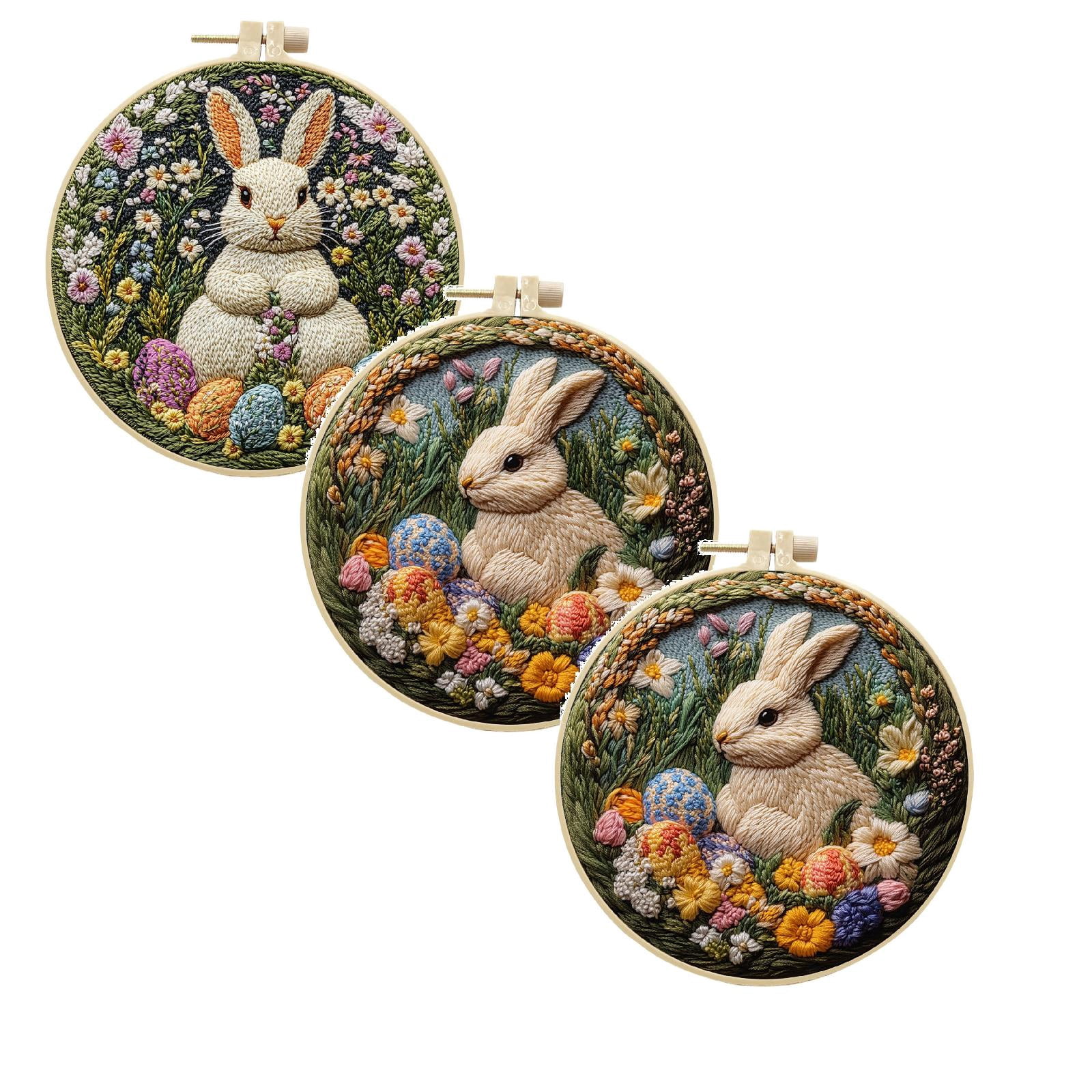 Easter Bunny Punch Needle Kit for Beginners Cute Bunny Egg Flower DIY ...