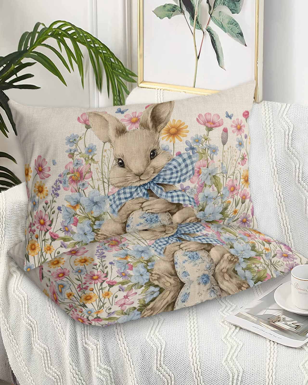 Easter Bunny Queen Pillow Cases Set of 2 - Microfiber Bed Throw Pillow ...